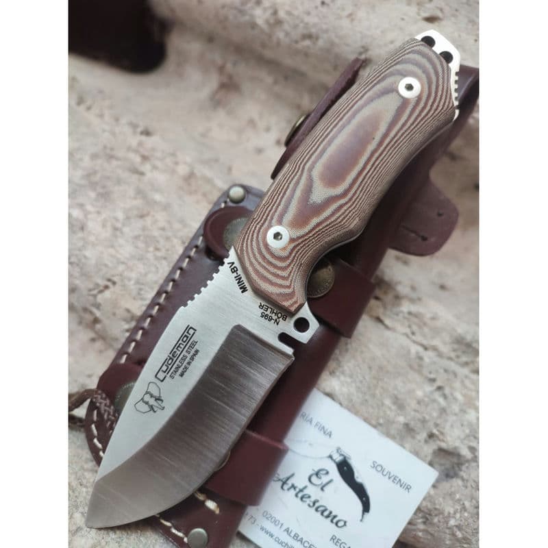 CUCHILLO DE CAZA CUDEMAN MINI BOINA VERDE 115-X MARRÓN