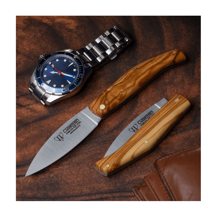 NAVAJA CAMPERA OLIVO CUDEMAN 444-L 8 CM